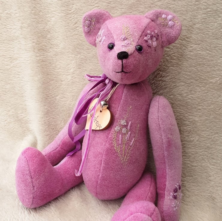 Hand embroidered Artist Bear, unique Hand dyed ... - Folksy