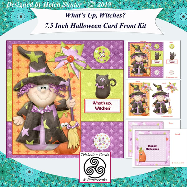 Printable What's Up Witches? 3D Decoupage Card ... - Folksy