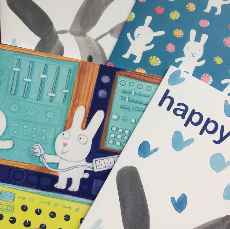 Beautiful Bundles- Rabbit 5 greetings cards mul... - Folksy