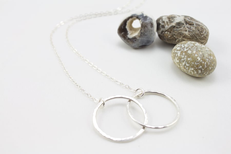 Sterling Silver Two Interlocking Circles Pendant - Folksy