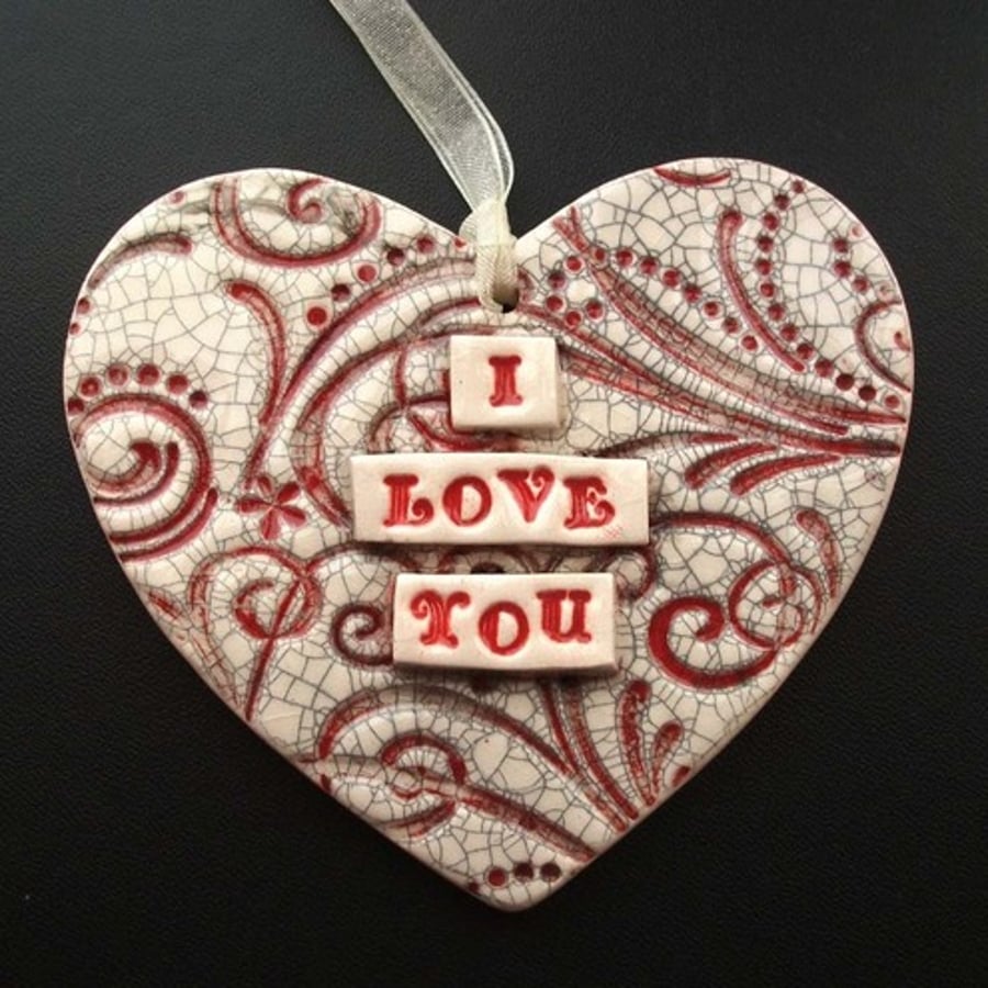 Large ceramic heart decoration - Folksy