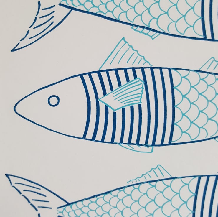 Fish in a Jumper Hand Screen Print - Folksy