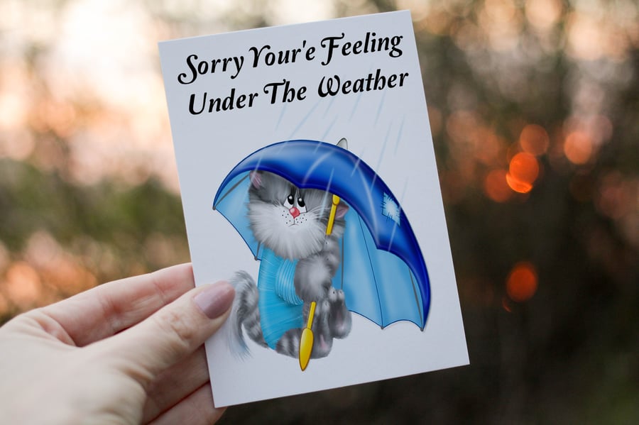 Cat Get Well Soon Card, Get Well Card, Personal... - Folksy