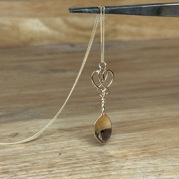 Handmade Solid 9ct Gold Love Spoon Pendant &... - Folksy