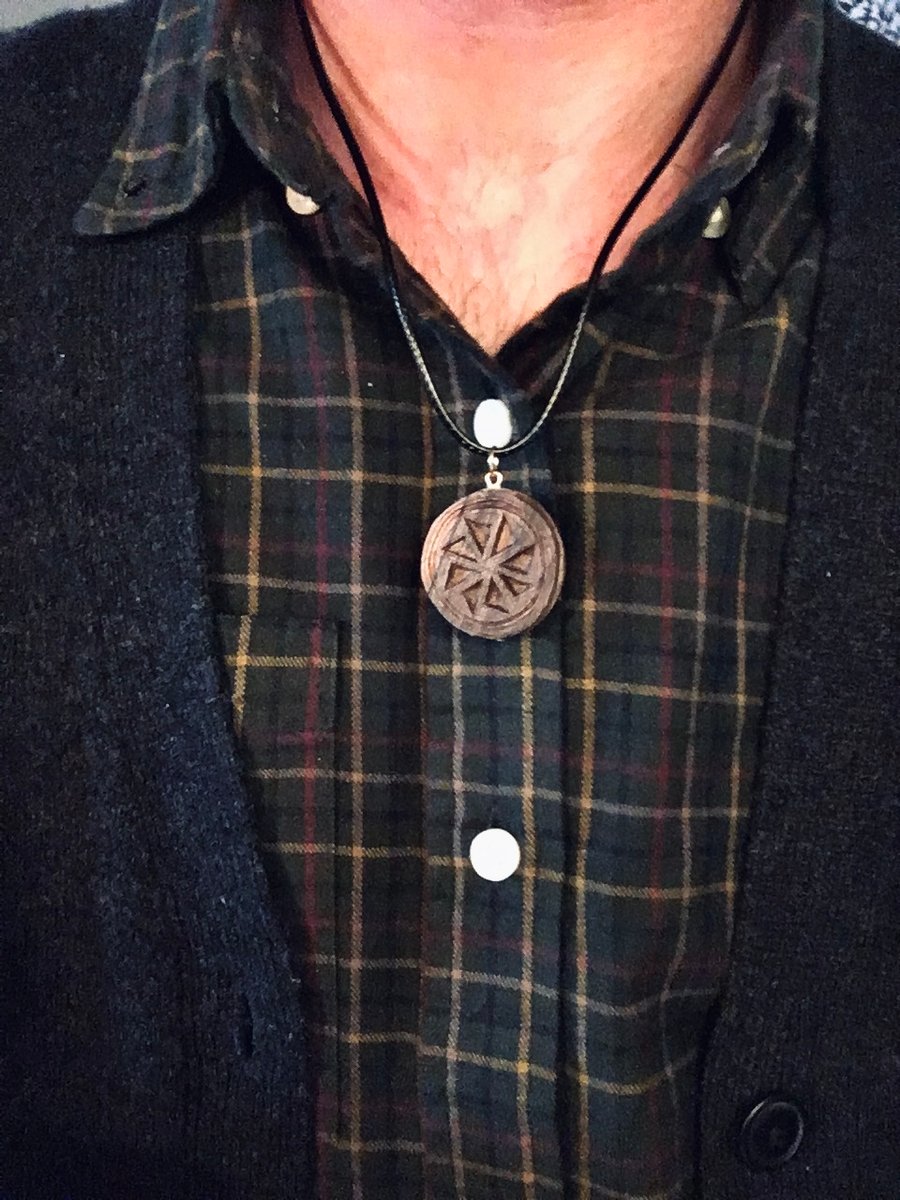 Hand Carved Viking Shield Pendant - Folksy