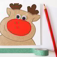 Rudolph the reindeer handmade Christmas card, C... - Folksy