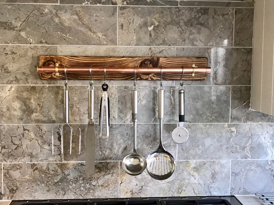 Utensil Rail, Timber Long Length of natural Rus... - Folksy