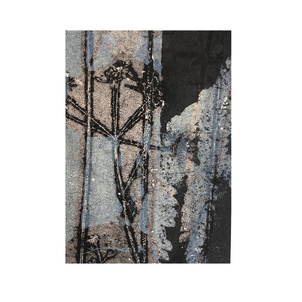 Blue Black Grey ACEO Original Monoprint. Mini B... - Folksy