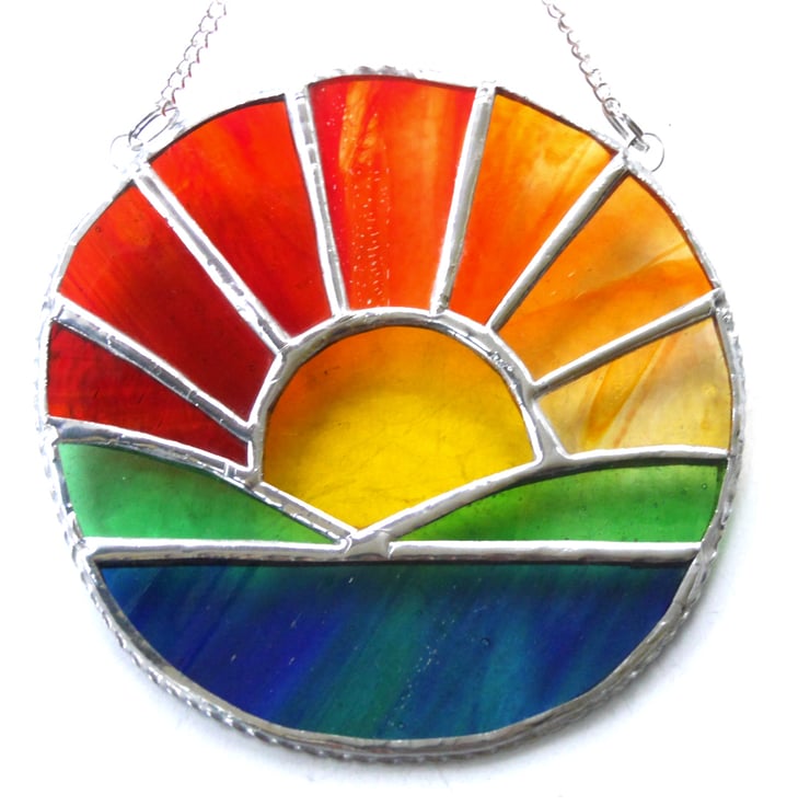 Sunrise Picture Stained Glass Suncatcher Handma... - Folksy