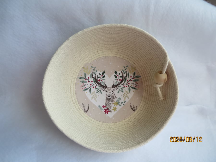 Natural Rope Bowl - Large with central stag - Folksy