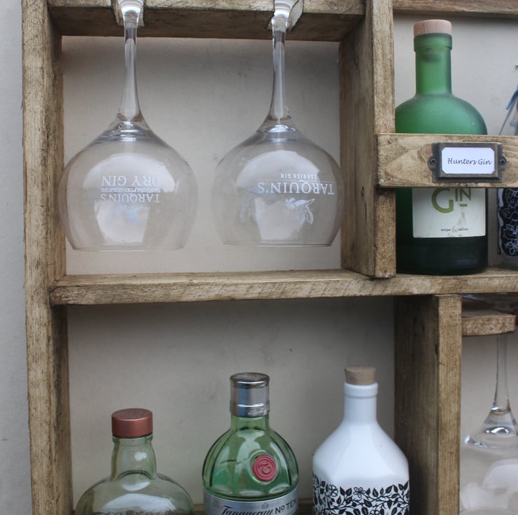 Gin rack, 6 bottles & 4 goblet glasses stor... - Folksy