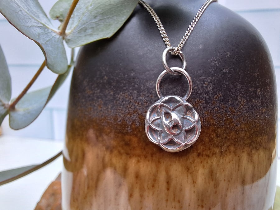 Fine Silver Vintage Button Pendant, Handmade, s... - Folksy