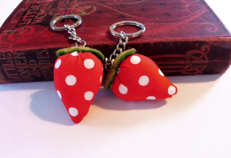 Strawberry keyrings,fabric key ring ,key chain,... - Folksy
