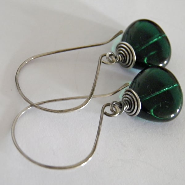 Sterling Silver Green Earrings - Folksy