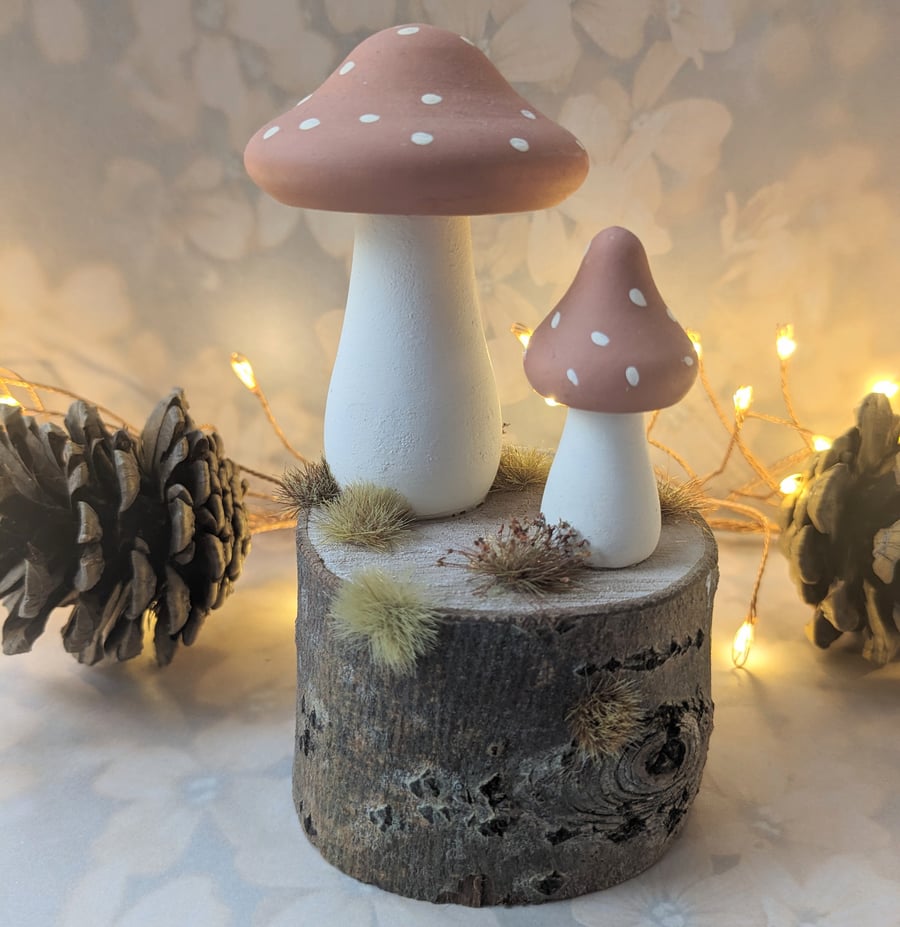 Handpainted wooden toadstool ornament. - Folksy