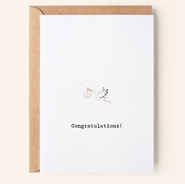 Stork Congratulations New Baby Card, Newborn Ba... - Folksy