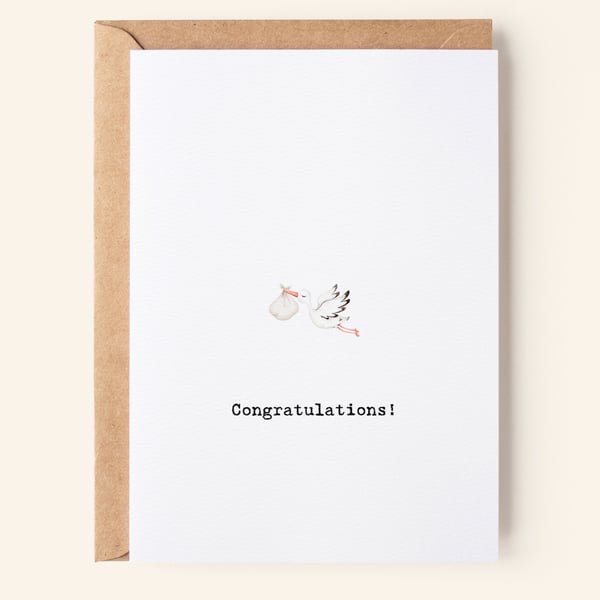 Stork Congratulations New Baby Card, Newborn Ba... - Folksy