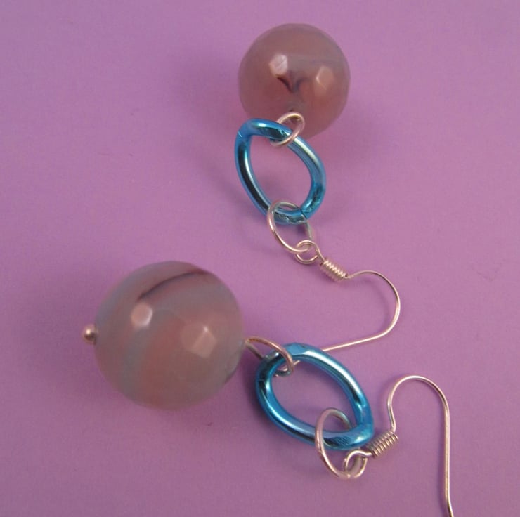 Ocean Blue Agate Dangle Earrings - Folksy