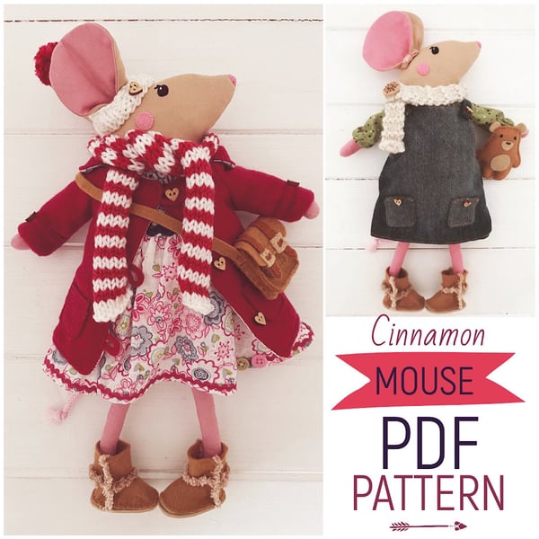 Digital PDF Sewing Pattern for Mouse Doll 'Cinn... - Folksy