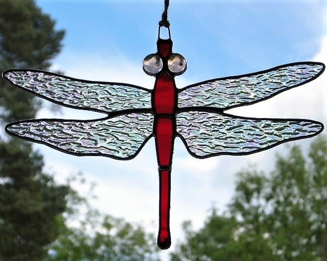 Stained glass Dragonfly iridescent wings, rich ... - Folksy