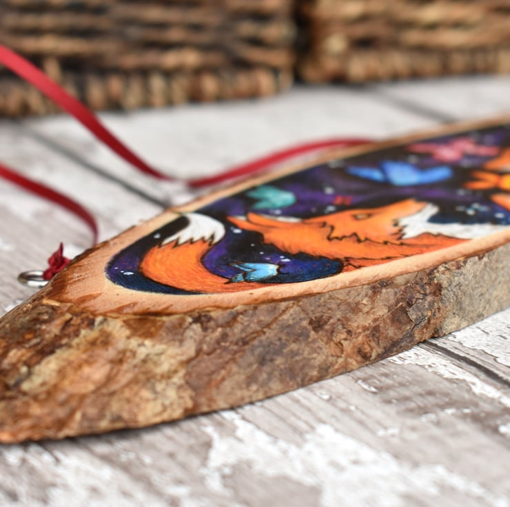 SALE Celestial foxes and butterflies, pyrograph... - Folksy