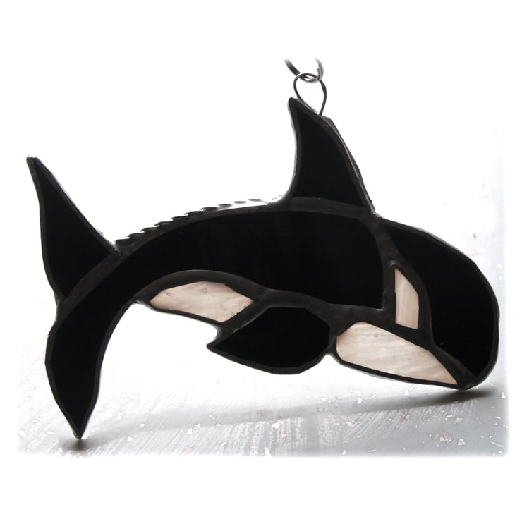 SOLD Whale Orca Suncatcher Stained Glass Black - Folksy