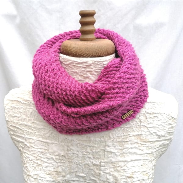 Pink Knitted Cowl Scarf - Folksy