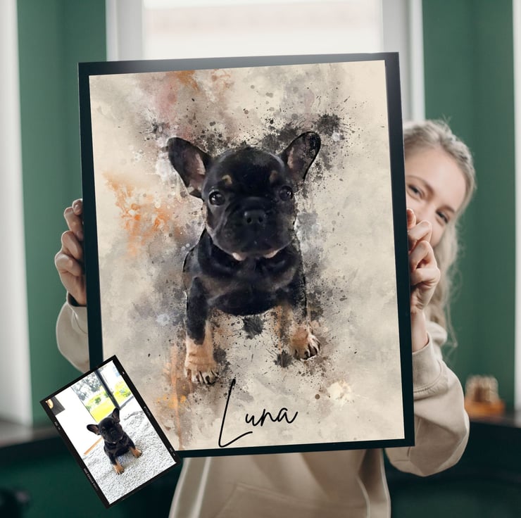 Custom Pet and Owner Portrait from Photo, Custo... - Folksy