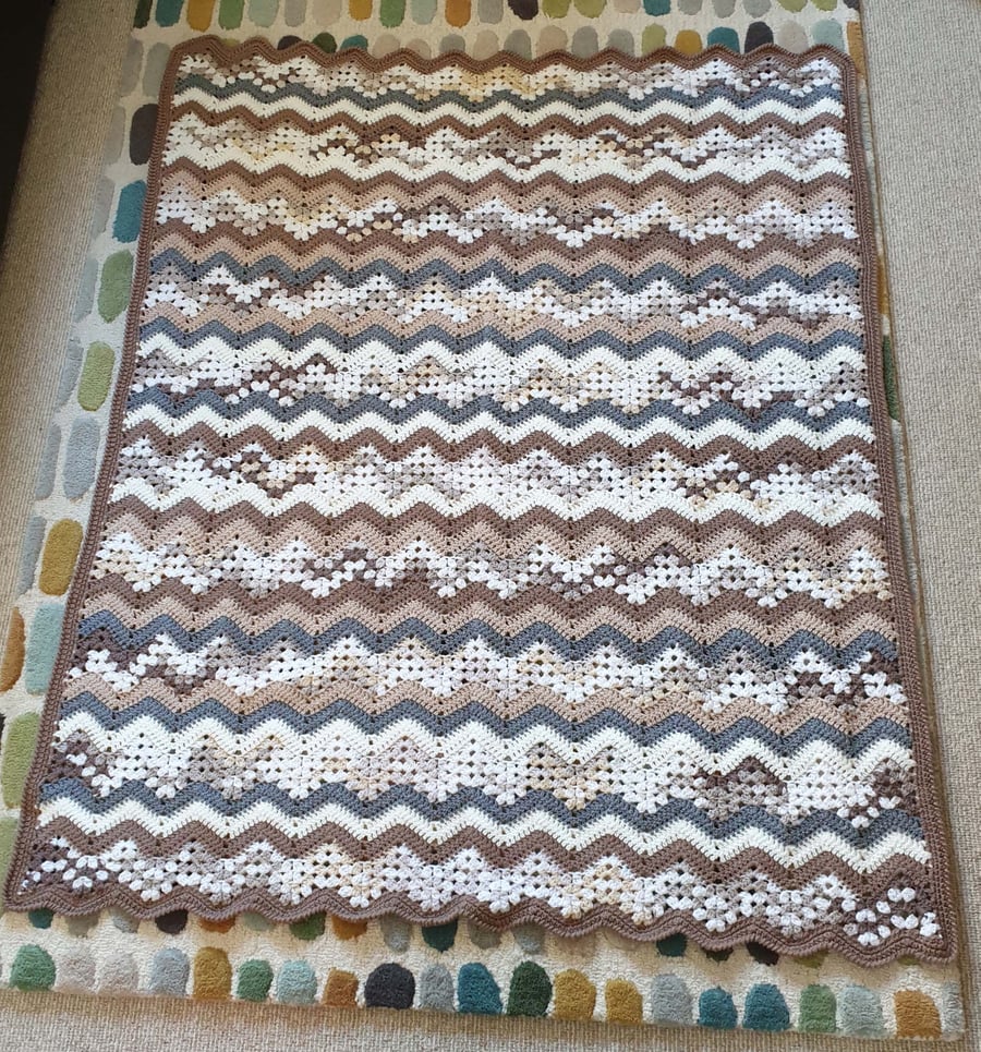 Cloudy Day Ripple Crochet Blanket - Folksy