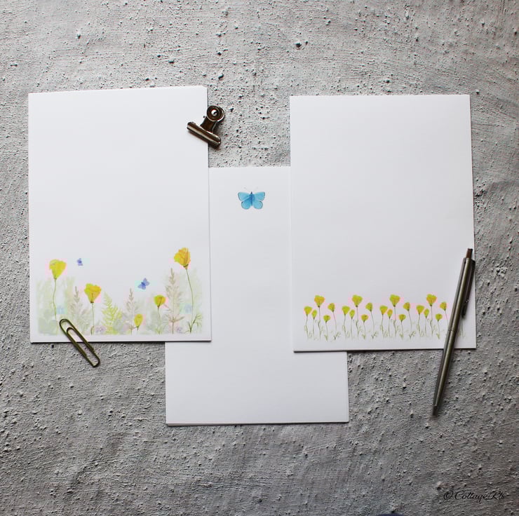 Letter Writing Paper Set Wildflower and Butterf... - Folksy