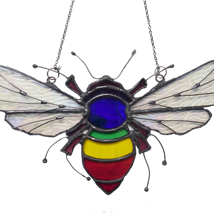 Rainbow Bee Suncatcher Glass Art Suncatcher - Folksy