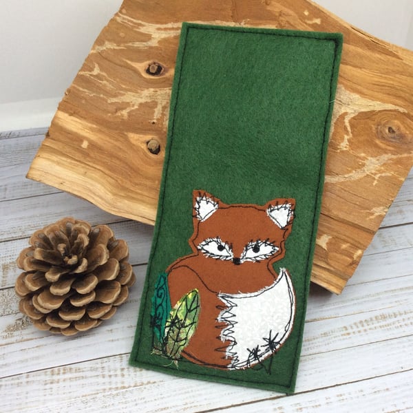 Embroidered Mr Fox bookmark with leaves. - Folksy