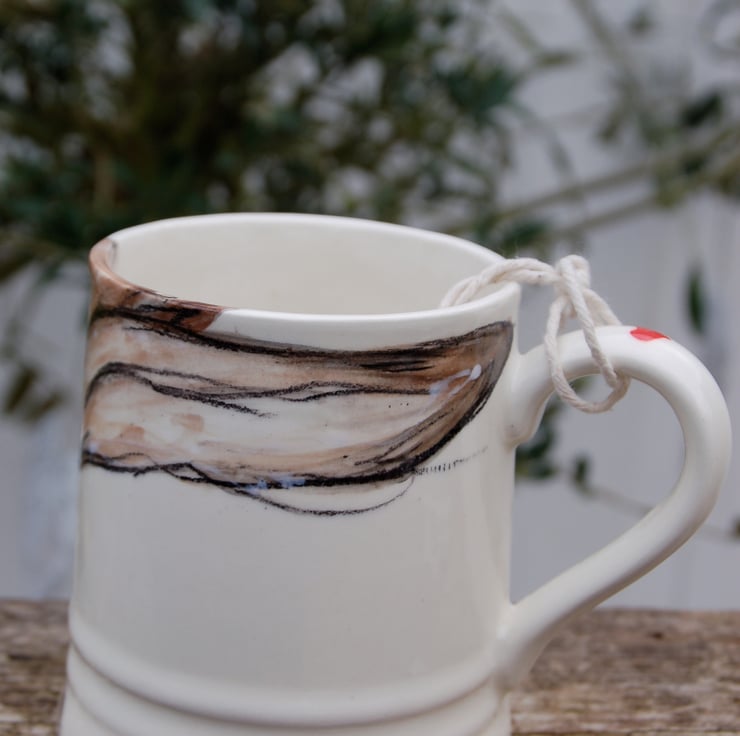 hare mug, hand painted, earthenware - Folksy