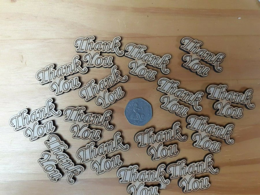 15 x little thank you token mdf cutout, wood en... - Folksy
