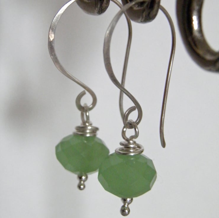 Mint Green Sterling Silver Earrings - Folksy