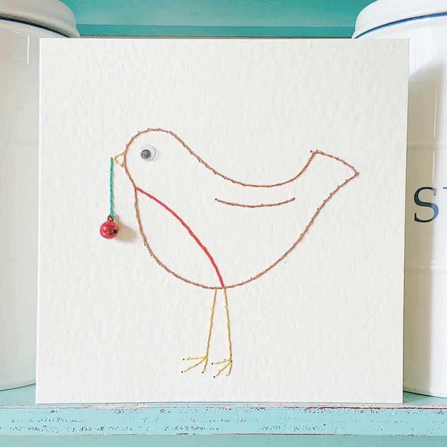 Robin Card. Hand Sewn Card. Embroidered Card. B... - Folksy