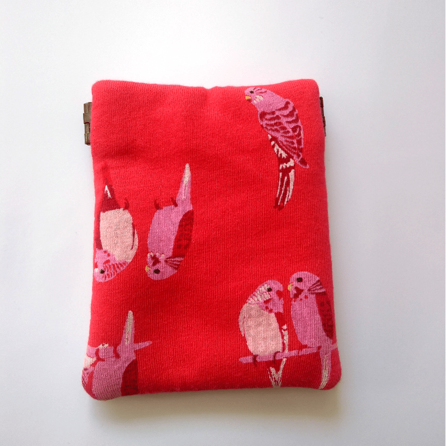 Small red budgie pouch for coins or earbuds - Folksy