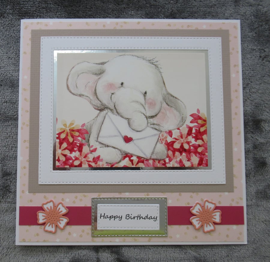 Cute Elephant Large Birthday Card - Folksy