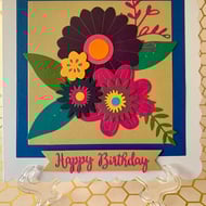 Handmade Flower Power Happy Birthday Card - Folksy