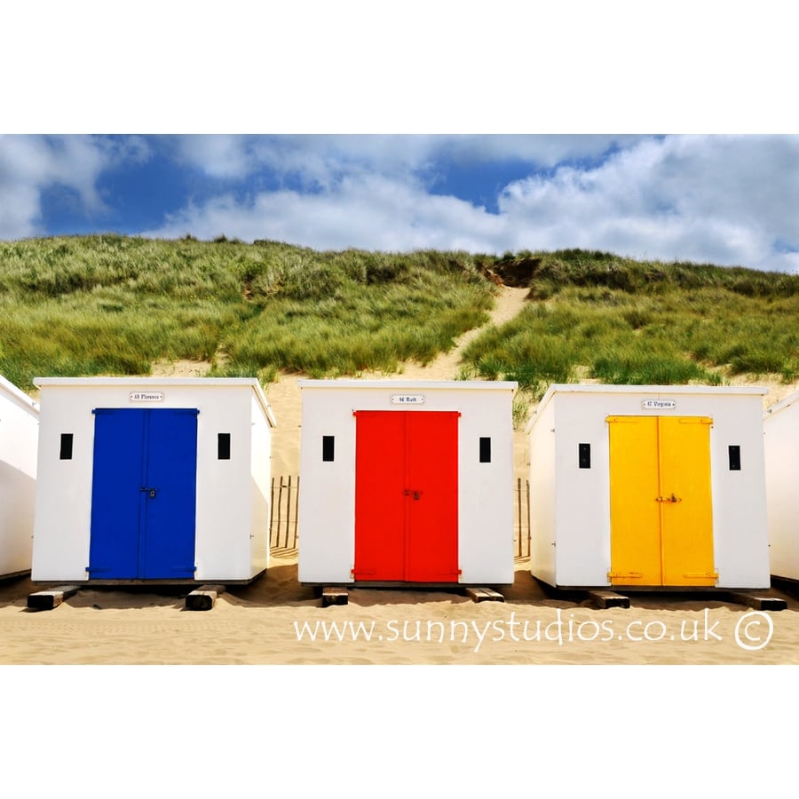 'Three Wise Huts' Greeting Card; Beach Huts; Wo... - Folksy