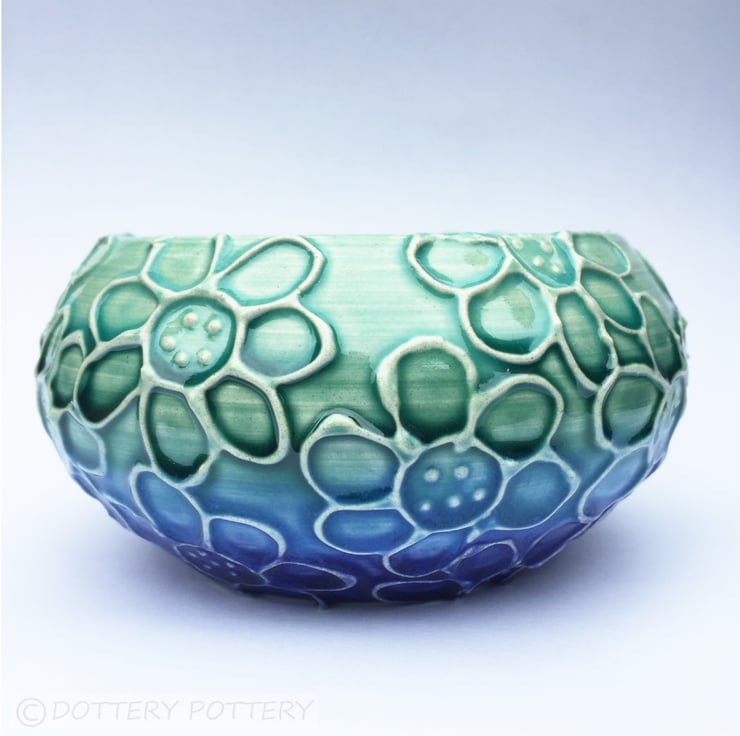 Blue ceramic pot small pottery bowl beautiful r... - Folksy