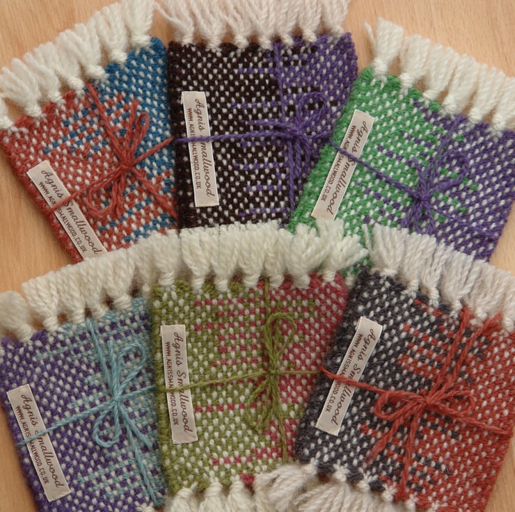 Hand Woven Wool Coasters - Set of 4 - turquoise... - Folksy