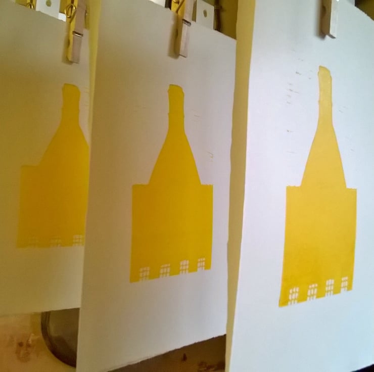 Heron Cross Pottery Original Linocut - Folksy