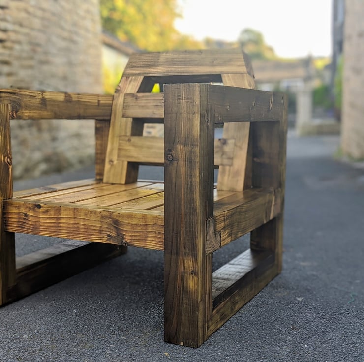 Rustic-Industrial Solid Wood Garden Chair - Folksy