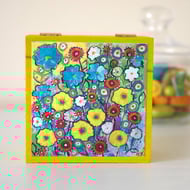 Yellow Trinket Box, Turquoise Flowers Jewellery... - Folksy