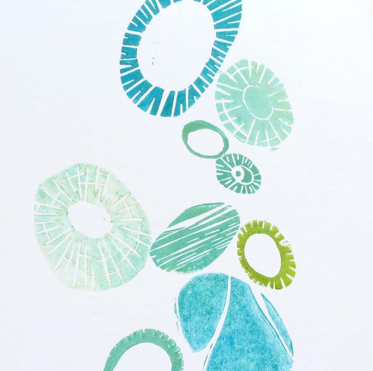 Original lino monoprint sea shells and pebbles ... - Folksy