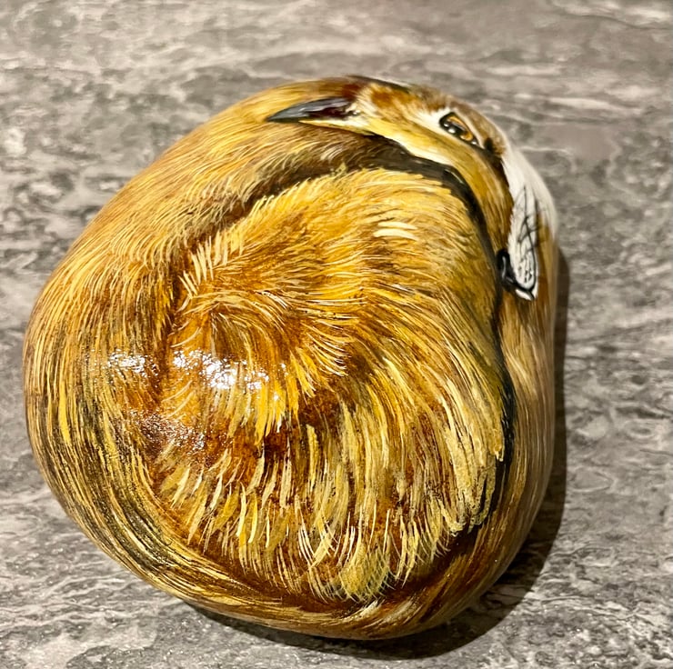 Fox hand painted large garden rock stone wildli... - Folksy