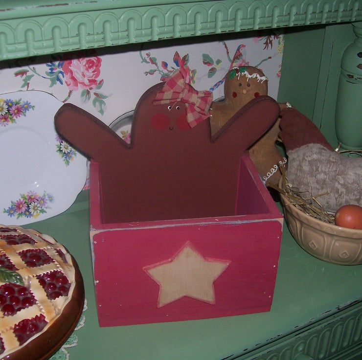 Wooden Rustic Christmas Gingerbread Storage Box - Folksy