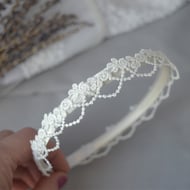 Alice band for holly communion, baptism off whi... - Folksy