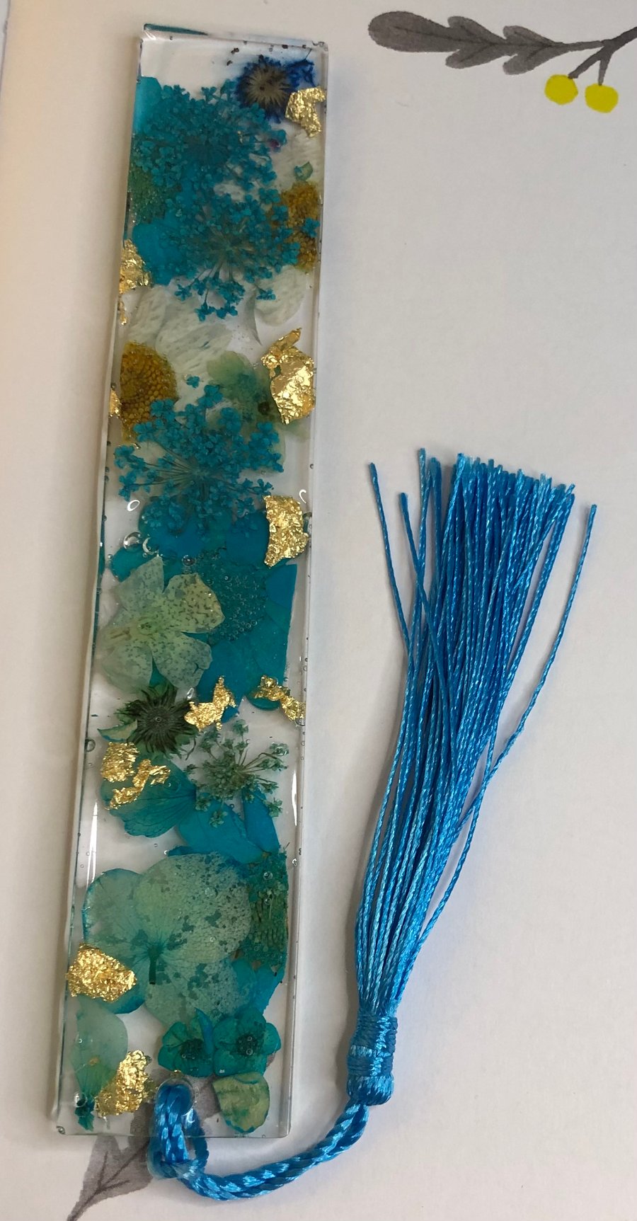 Blue and White Resin Flower Bookmark 2 - Folksy